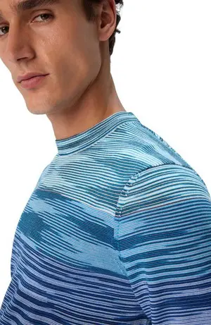 Missoni Crew Neck Slub Knit Sweater - Blue