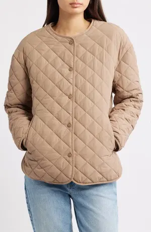 THREAD & SUPPLY Quilted Puffer Jacket - Taupe