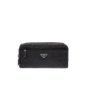 Prada Re-nylon And Saffiano Leather Travel Pouch - Black