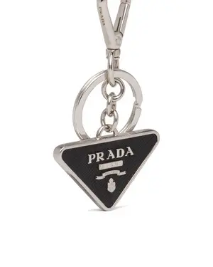 Prada Saffiano Leather And Metal Keychain