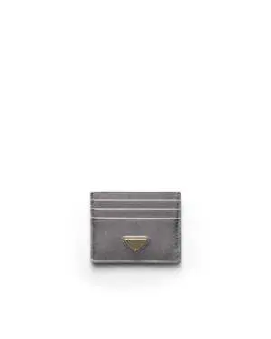 Prada Saffiano Leather Card Holder - Chrome
