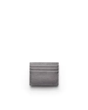 Prada Saffiano Leather Card Holder - Chrome