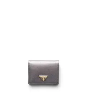 Prada Small Saffiano Leather Wallet Chrome