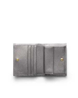 Prada Small Saffiano Leather Wallet - Chrome