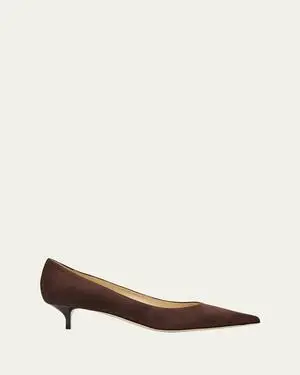 JIMMY CHOO 35mm Amelia Suede Pointed-Toe Pumps - Chocolate