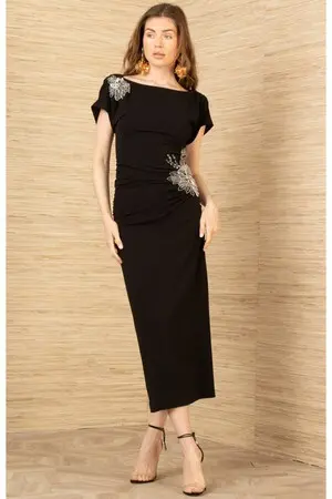Hale Bob Zainab Beaded Midi Dress - Black