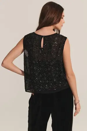 Velvet By Graham & Spencer Serena Sequin-embellished Cropped Top