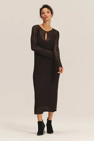Velvet By Graham & Spencer Tabitha Long-sleeve Lace Dress - Brown