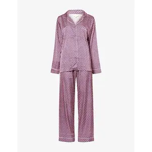 THE NAP CO Printed Long-sleeve Satin Pyjama Set - Heart Geo