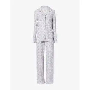 THE NAP CO Stretch Long-sleeve Modal-jersey Pyjama Set - Blue Daisy