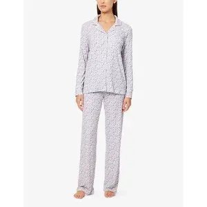 THE NAP CO Stretch Long-sleeve Modal-jersey Pyjama Set - Blue Daisy
