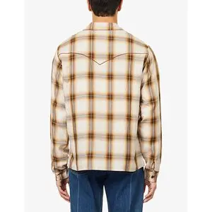 AUSTIN POST Open-collar Checked Woven Shirt