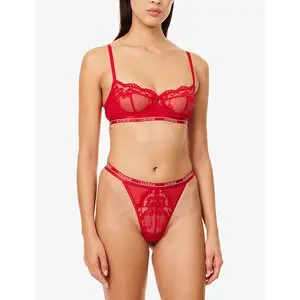 Lounge Blossom Balcony Lace Bra - Maroon