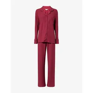 THE NAP CO Stretch Ribbed Long-sleeve Modal-jersey Pyjama Set - Plum