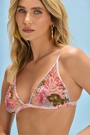 PatBO Seaweed Lace Bikini Top - Pink