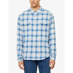 AUSTIN POST Western Plaid Cotton-wool Blend Shirt