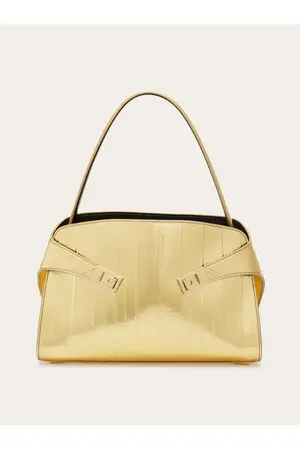 FERRAGAMO Hug Soft Bicolor Shoulder Bag M - Gold