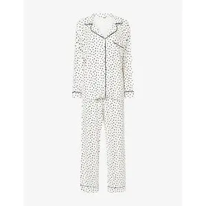 Eberjey Gisele Printed Stretch-woven Pyjama Set S Heart To Heart Black/blk