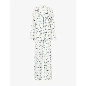 Eberjey Gisele Printed Stretch-woven Pyjama Set M Ski Chalet Ivory/pine