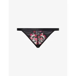 Lounge Printed Entice Lace Thong - Black Floral