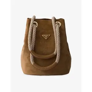 Prada Small Suede Bucket Bag - Brown