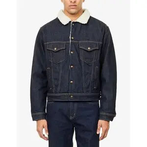 AUSTIN POST Sherpa Topstitch-detailing Denim Jacket