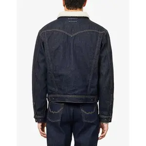 AUSTIN POST Sherpa Topstitch-detailing Denim Jacket