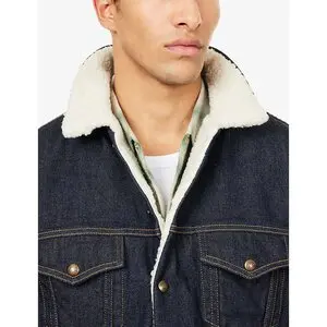 AUSTIN POST Sherpa Topstitch-detailing Denim Jacket