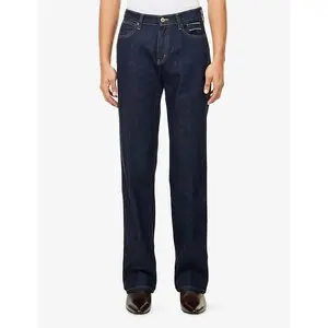 AUSTIN POST Pressed-crease Wide-leg Denim Jeans