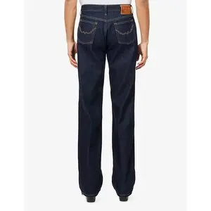 AUSTIN POST Pressed-crease Wide-leg Denim Jeans