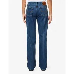 AUSTIN POST Pressed-crease Wide-leg Denim Jeans