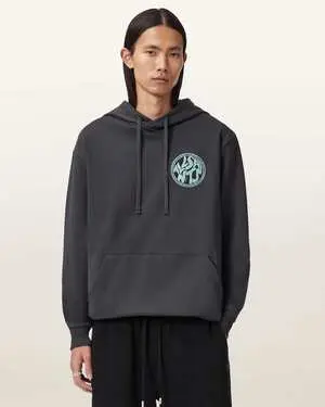 ALLSAINTS Distortion Graphic Hoodie - Black/blue