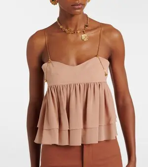 Chloé Gathered Silk Top - Pink