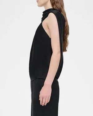 Simkhai Scarlett Satin Cape Top - Black