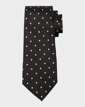 Ralph Lauren Purple Label Dotted Satin Neck Tie - Black