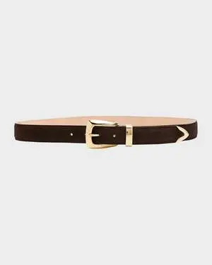 Khaite Benny Suede Belt - Coffee