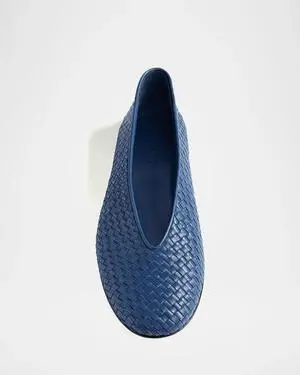 Bottega Veneta Woven Nappa Leather Ballerina Flats Blue