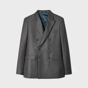 Paul Smith The Soho Check Wool Double-breasted Blazer - Grey