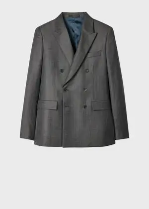Paul Smith The Soho Check Wool Double-breasted Blazer - Grey