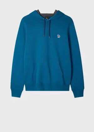 Paul Smith Regular-fit 'zebra' Organic Cotton Hoodie - Blue