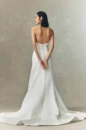 Watters Lucette Strapless Satin Wedding Gown