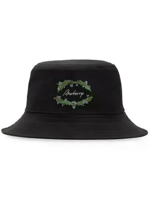 Burberry Embroidered Logo Bucket Hat - Black