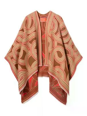 La DoubleJ Soul Fringed Patterned Poncho - Brown