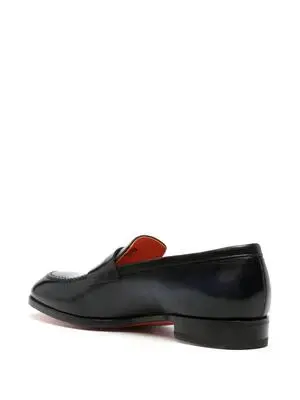 Santoni Faded Leather Penny Loafers - Blue