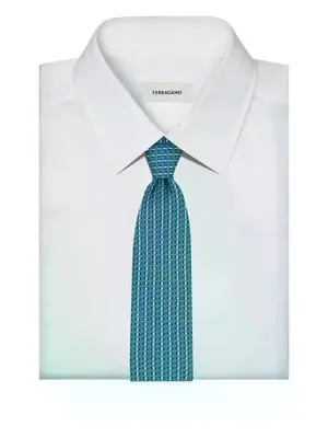 FERRAGAMO Chain Print Silk Neck Tie