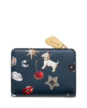 Marc Jacobs The Trinket Utility Snapshot Leather Mini Compact Wallet - Navy Multi