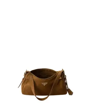 Prada Aimee Medium Suede Shoulder Bag - Brown
