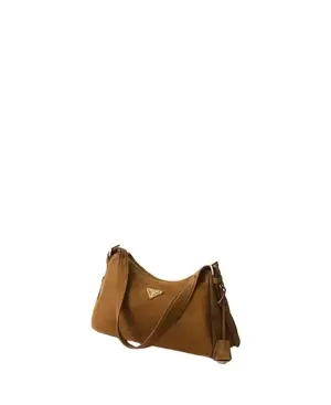 Prada Aimee Medium Suede Shoulder Bag - Brown