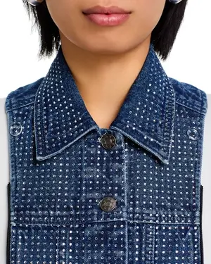 Veronica Beard Slate Denim Rhinestone Dickey