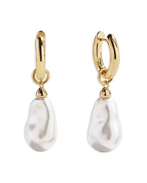 Baublebar Teagan Imitation Pearl Charm Hoop Earrings - Pearl/gold